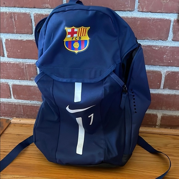 Nike | Bags | Nike Blue Athletic Backpack With Barcelona Crest Soccer ...